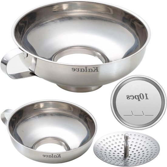 Inblikkende trechter met zeef - roestvrij staal - geschikt voor brede ...