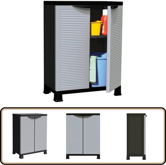 vidaXL Opbergkast Kunststof Grijs 68x39x92 cm Opslagkast - Bergruimte ...
