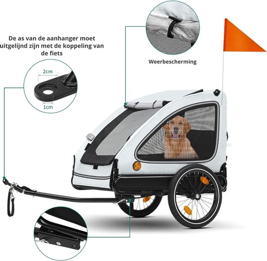 Hondenfietskar - Fietskar hond - Opvouwbaar - Hondenkar Met Reflectoren ...