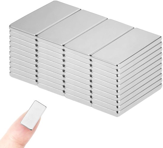 40 Neodymium Magnets - Rectangular 20x10x2mm - Strong Flat Mini Square ...
