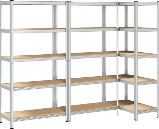 vidaXL Opbergrekken 5-laags zilver - Set van 3 | bol