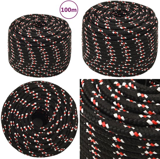 vidaXL Boot touw 14 mm 100 m polypropyleen zwart - Scheepstouw ...