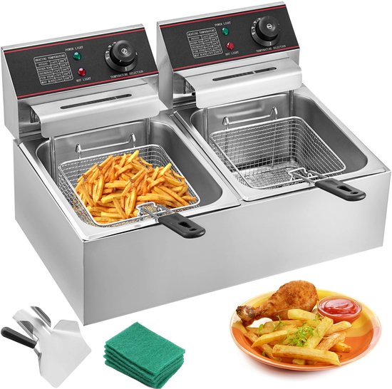 BellissiBo® Friteuse Dubbel - Frituurpan - 12L - Elektrisch - 5000W ...