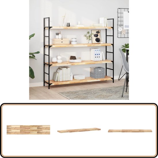 vidaXL Wandschap - Zwevend - 120x30x4 cm - Massief hout Zwevend ...