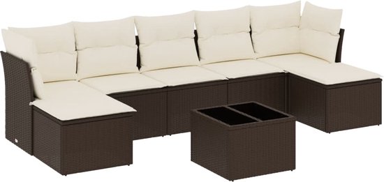 vidaXL Loungeset - 8-delig - Bruin - Inclusief Kussens | bol
