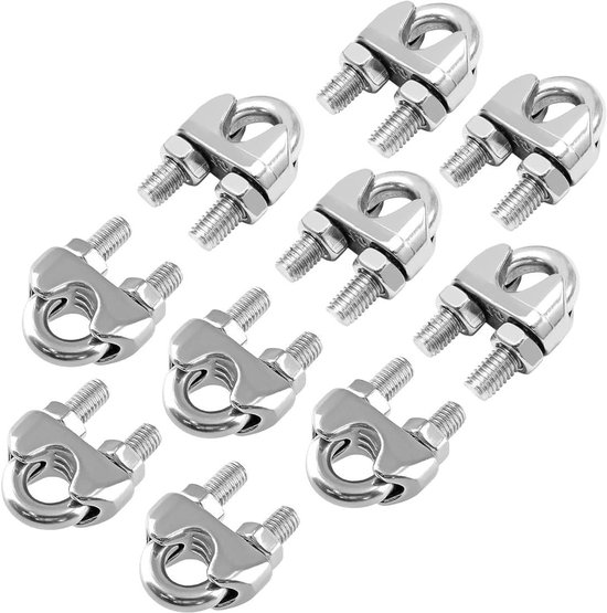 10 Pieces Clothesline Clamps Steel Cable Clips - M3 with Lock Nut ...