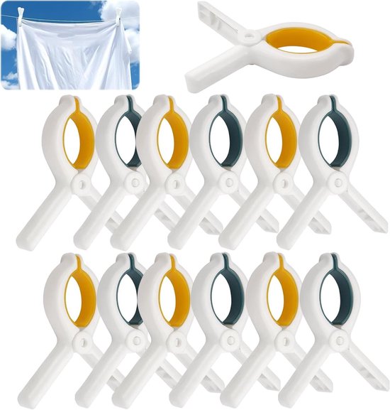 Strandhanddoek Knijpers - 12 Stuks Grote Winddichte Wasknijpers voor ...