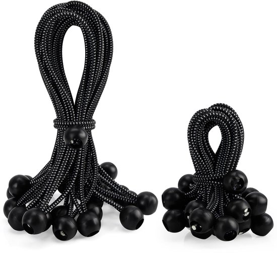 Belle Vous 50 Pak Zware Kwaliteit Zwarte Bungee Koord Ballen - 2 Maten ...