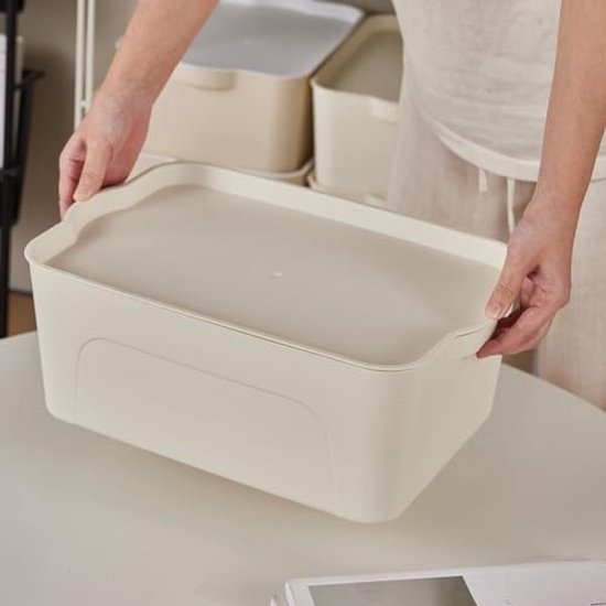 Set van 4 Opbergdozen met Deksel, Wit - Stapelbare Kunststof ...