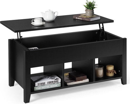 Multifunctionele Salontafel Uitklapbaar Zwart 105 x 52 x 49/63 cm ...
