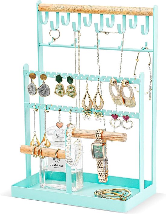 6 Tier Sieraden Stand Ketting Houder met 15 Haken - Aqua Kleurrijk ...