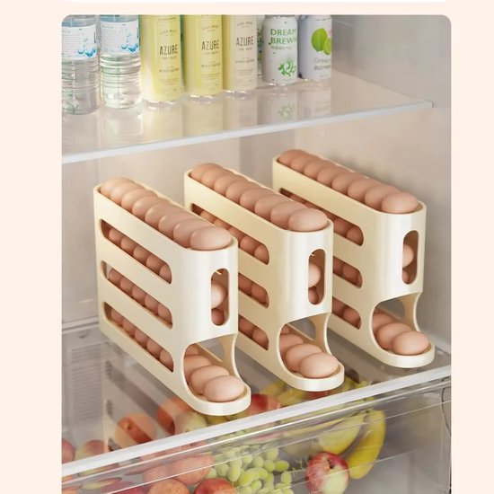 Stijlvolle Beige Eierhouder – Ruimtebesparend Eierrek met FIFO-systeem ...