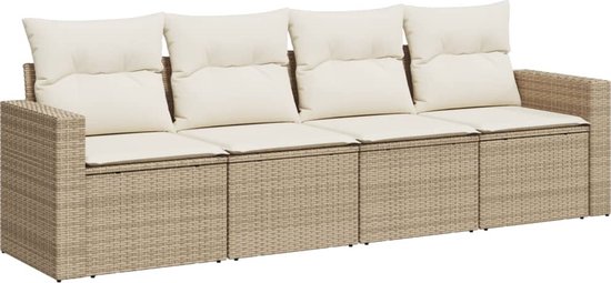 vidaXL Loungeset 4-delig - Beige - Inclusief Kussens | bol