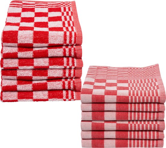 Ten Cate Geblokte Theedoeken en keukendoeken set - 6x Theedoeken + 6x ...