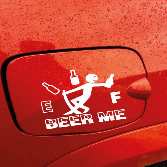 Sticker - Beer Me Tankdop - 12CM x 10.9CM - Zwart | bol