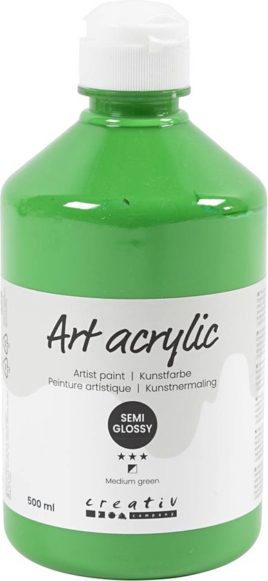 Acryl Verf, semi-glanzend, dekkend, medium green, 500 ml/ 1 fles | bol