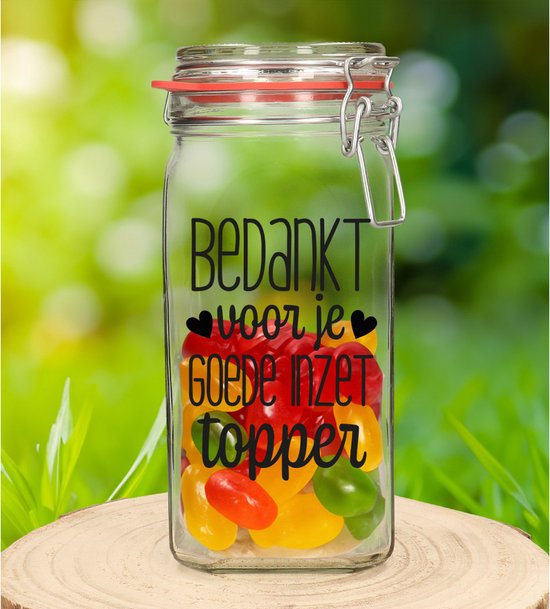 Bellatio Decorations Cadeau voorraadpot/snoeppot - bedankt topper ...