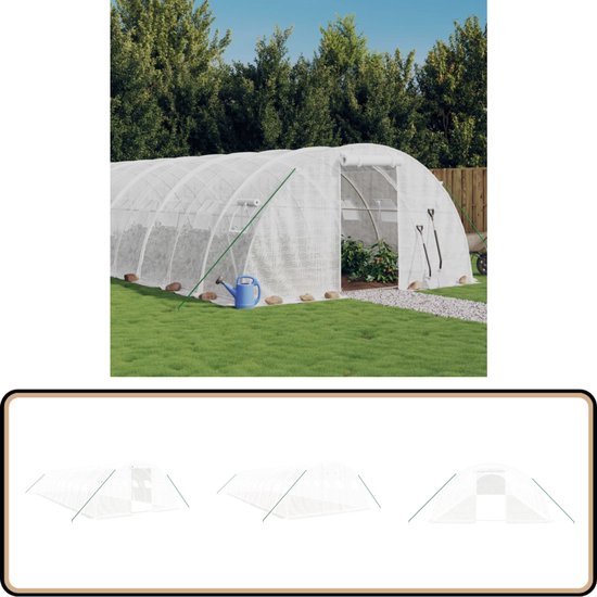 vidaXL Tuinkas Stalen Frame - 12x4x2m - Wit Broeikas - Serre ...