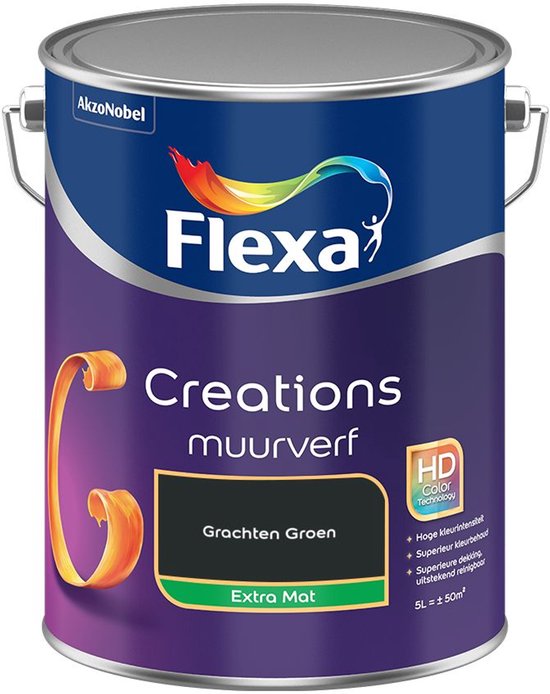 Flexa - Creations Muurverf Extra Mat - Grachten Groen - Mengverf - 5 L ...