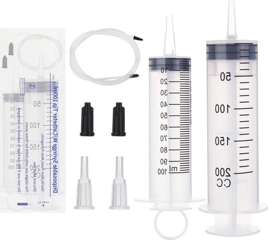 Pack of 2 Syringes 100 + 200 ml - Hose and Blunt Needles - Dosing ...