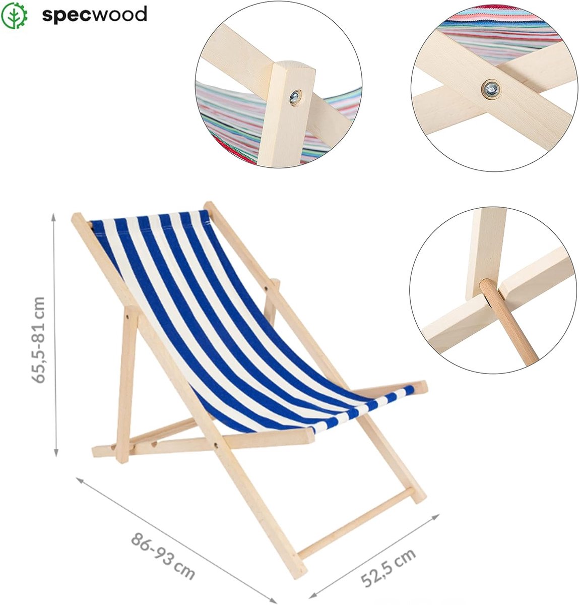 Ligstoel, opvouwbare ligstoel, houten ligstoel, relaxstoel ...