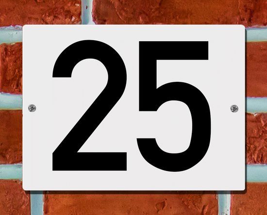 Huisnummerbord Wit - Nummer 25 - 15 x 12 cm - incl. bevestiging ...