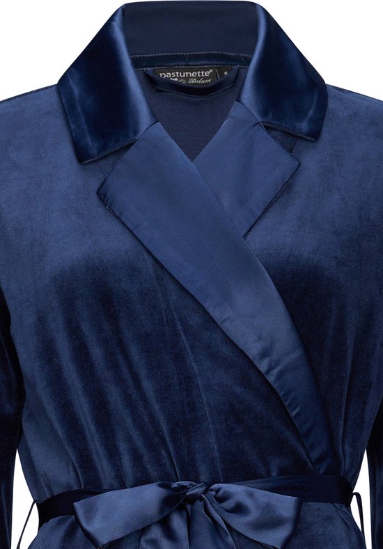 Luxe velours dames overslag badjas 'blue beauty' | bol.com
