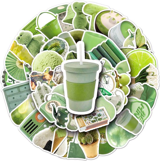 Groene Sticker set - 50 stuks - VSCO aesthetics stickers - 3x4CM klein ...