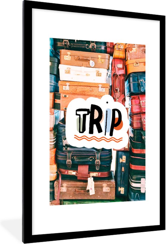 Fotolijst incl. Poster - Koffer - Reizen - Quote - Zomer - 60x90 cm ...