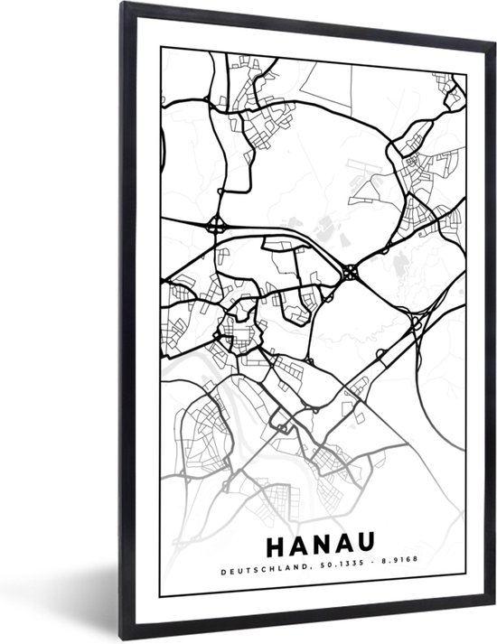 Fotolijst incl. Poster - Stadskaart - Plattegrond - Hanau - Kaart ...