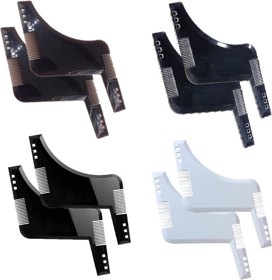 Baardsjabloon, 8 stuks baardvormgereedschap voor kinbaard, bakkebaarden ...