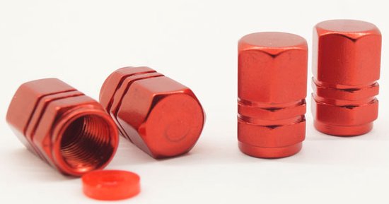 Schrader (auto) ventiel - Rood hexagon met afdichting ventieldop | bol