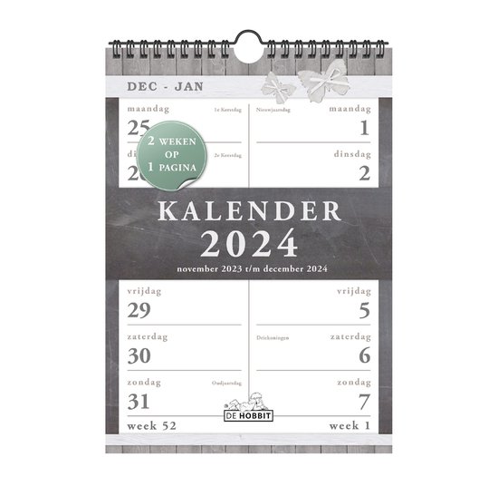 Weekkalender 2024 - Spiraalkalender 2024 - 2 weeks nr.2 (30cm x 21cm) A ...
