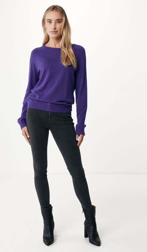 Mexx AMY Basic Crew Neck Trui Dames - Paars - Maat M | bol.com