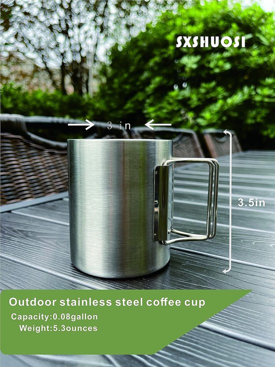 Outdoor kampeerbeker dubbelwandige roestvrijstalen mok, mok, koffiemok ...