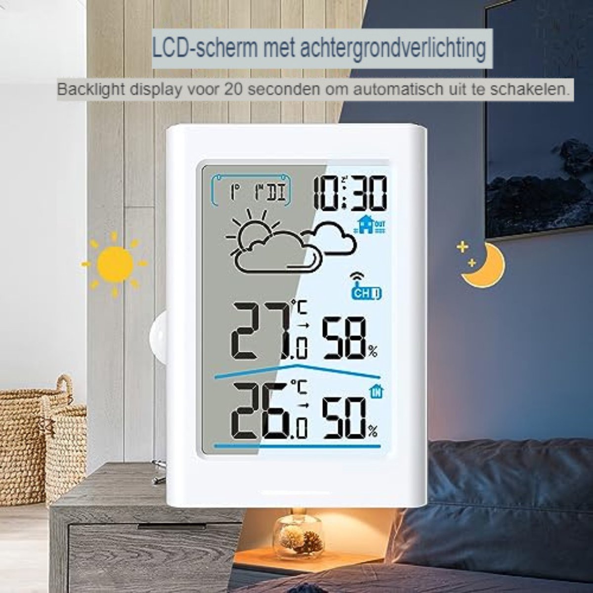 Weerstation Met Buitensensor - Weerstation Draadloos Binnen Buiten | bol