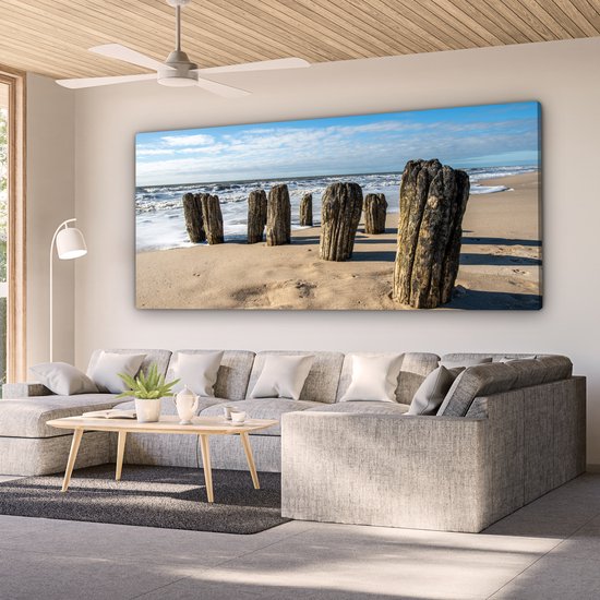 Canvas schilderij - Strand - Zee - Golf - Schilderij woonkamer - Slaapkamer - Canvas... | bol