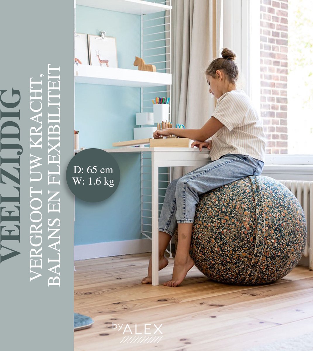 byAlex Ergonomische Zitbal met Hoes - 65cm Yogabal voor Kantoor ...