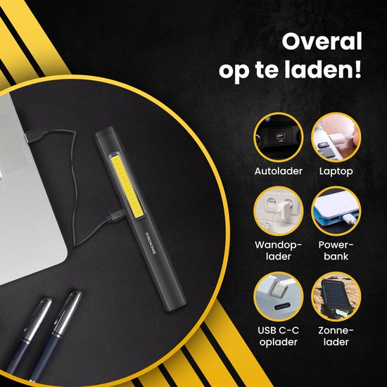 PROKING Oplaadbare LED Werklamp – Oplaadbaar – Militaire Zaklamp ...