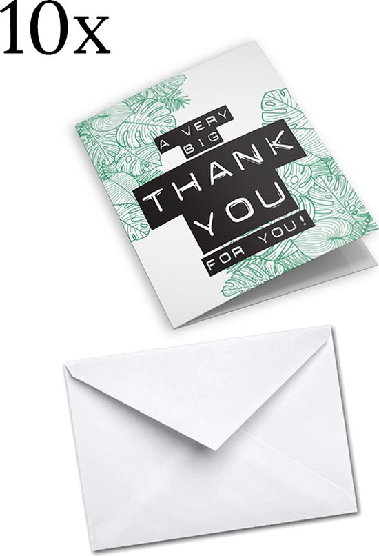 10x Wenskaart Big Thank you met envelope - Bedankt Wenskaarten - Wenskaarten Set | bol