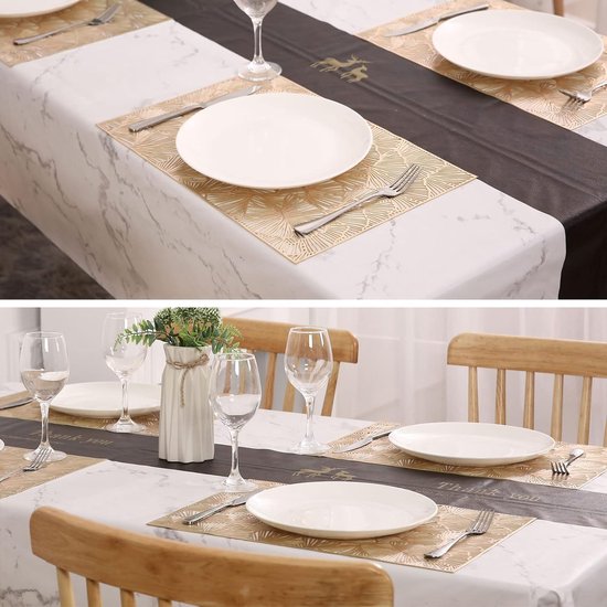 Placemat, gouden placemat, afwasbaar, set van 6 rechthoekige placemats ...