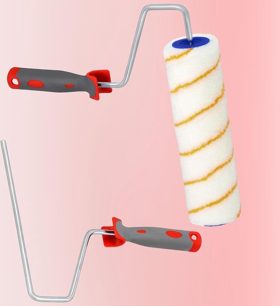 Set van 5 verfrollers, geeldraad, 250 mm, met rubberen greep ...