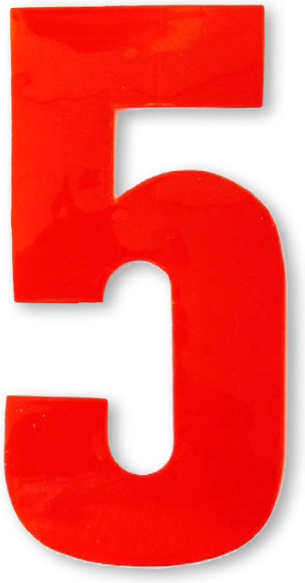 Reflecterend huisnummer kliko sticker - nummer 5 - rood - container ...
