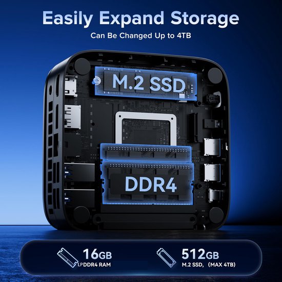 Nipogi E1 Mini PC - 16GB DDR4 - 512GB SSD - Windows 11 Pro - 4K | bol