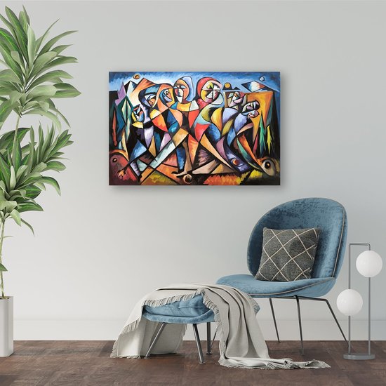 Kleurrijk abstract figuren - Groep poster - Muurdecoratie mensen ...