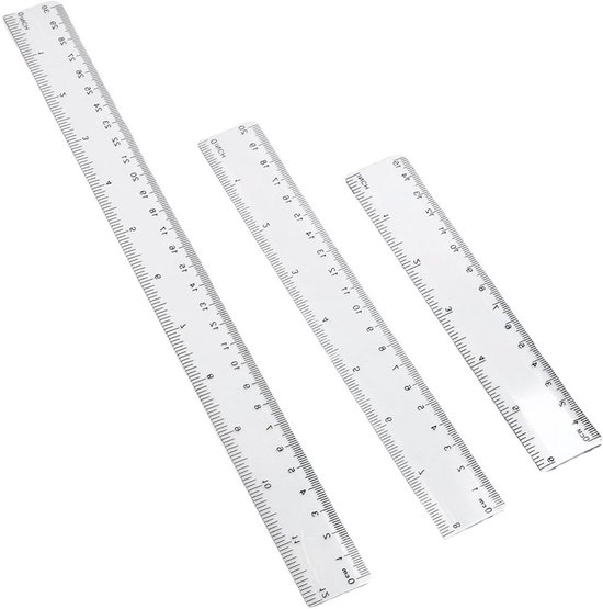 Pack of 6 Plastic Rulers 15 cm 20 cm 30 cm Transparent Ruler Straight ...
