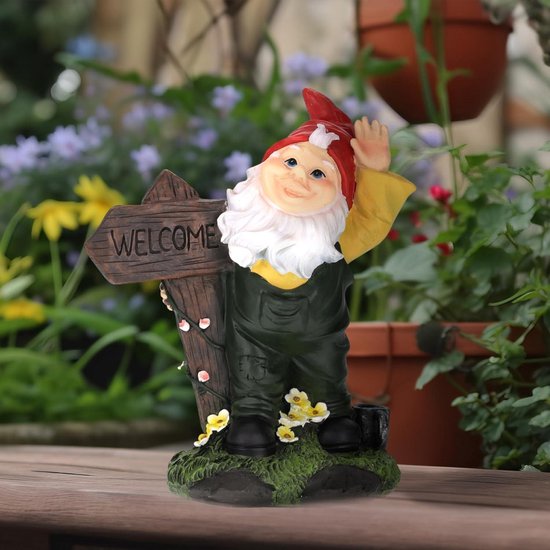 Welkom tuinkabouter - Weerbestendig tuinbeeld 27 x 22 x 12 cm - Voor ...