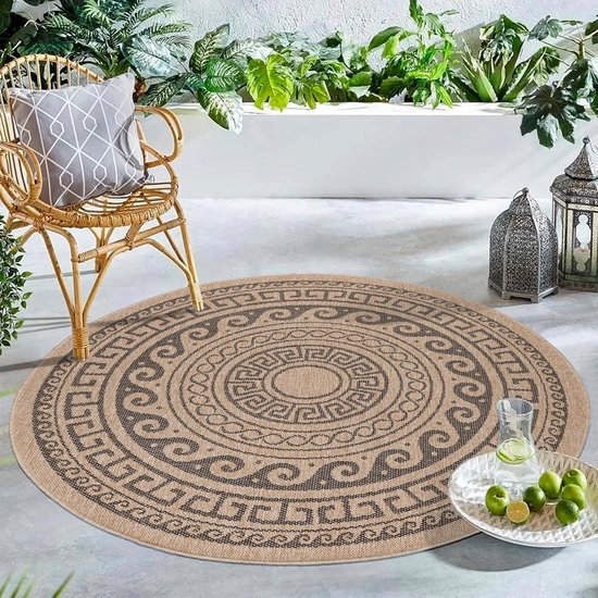 Rond Outdoor Tapijt voor Tuin en Balkon - 120 cm Weerbestendig ...