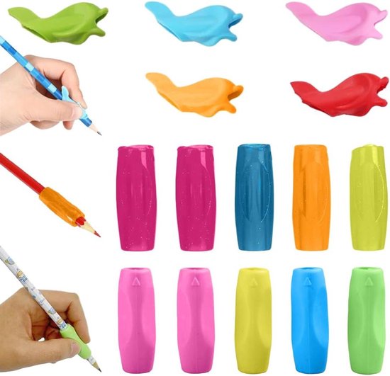 15 Pcs Silicone Auxiliary Grips for Writing Pen and Pencil Holder ...