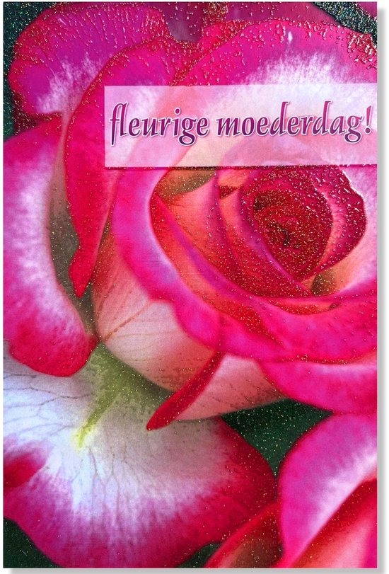 Moederdag Wenskaart Fleurige Moederdag Rozen- 12x17cm - Gevouwen kaart ...